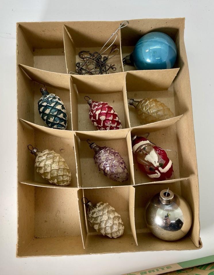 VTG Christmas Tree Ornaments Shiny Brite Santa Novelties Mixed Lot of ...