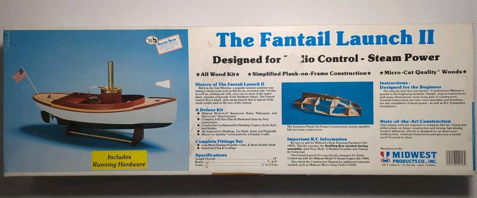 Midwest The Fantail Launch II Radio Control Steam Engine Vintage Model ...