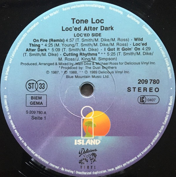 Tone Loc Loced After Dark Vinyl LP Album 1989 Germany Analogue Press ...