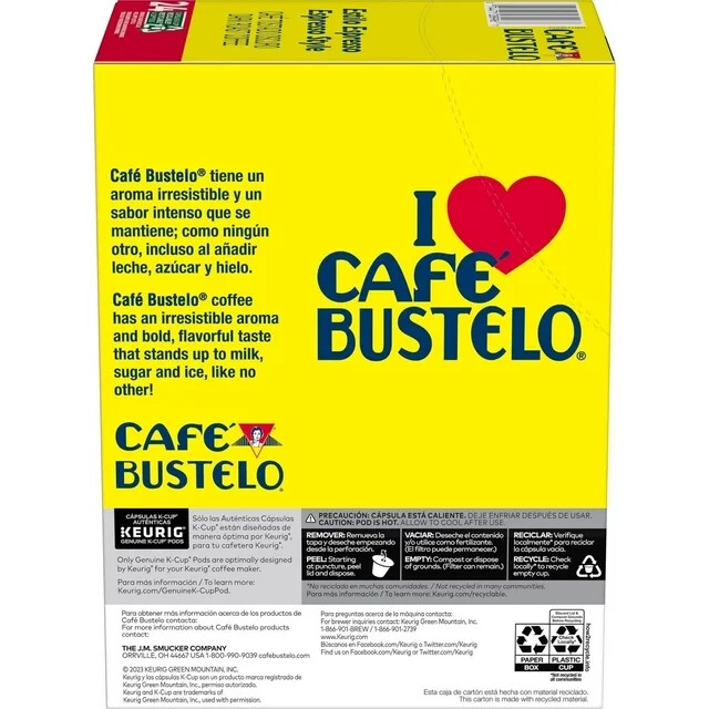 Cafe Bustelo Espresso Style, Dark Roast Coffee, Keurig K-Cup Pods, 24 ...