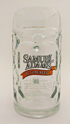 SAMUEL SAM ADAMS OCTOBERFEST DIMPLED .5L GLASS STEIN Mug Tankard 5 ...