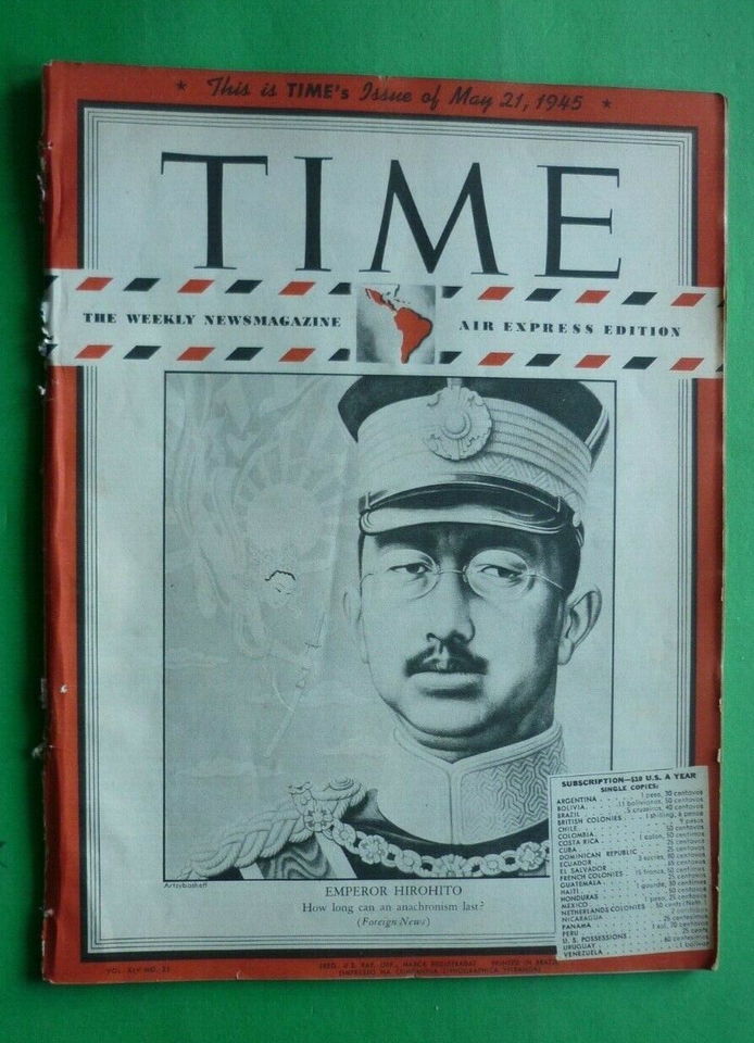 Time Magazine May 21, 1945 Hirohito End 2nd World War Artzybasheff Rare ...
