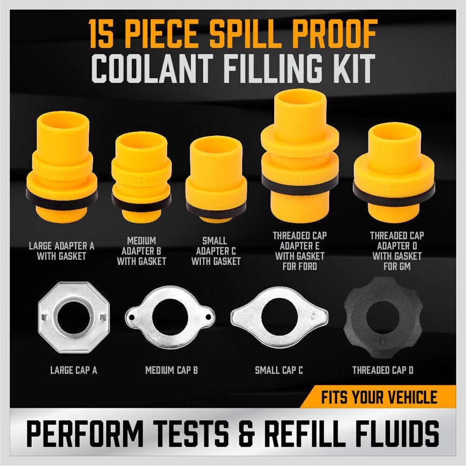 Radiator Coolant Filling Funnel Kit Spill Proof Cooling Fluid Bleeder ...