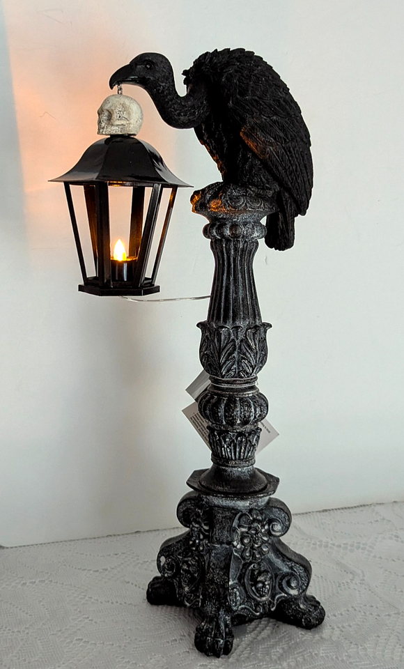 Midnight Shadows Gothic Black Vulture LED Lamp on Stand Halloween Door ...