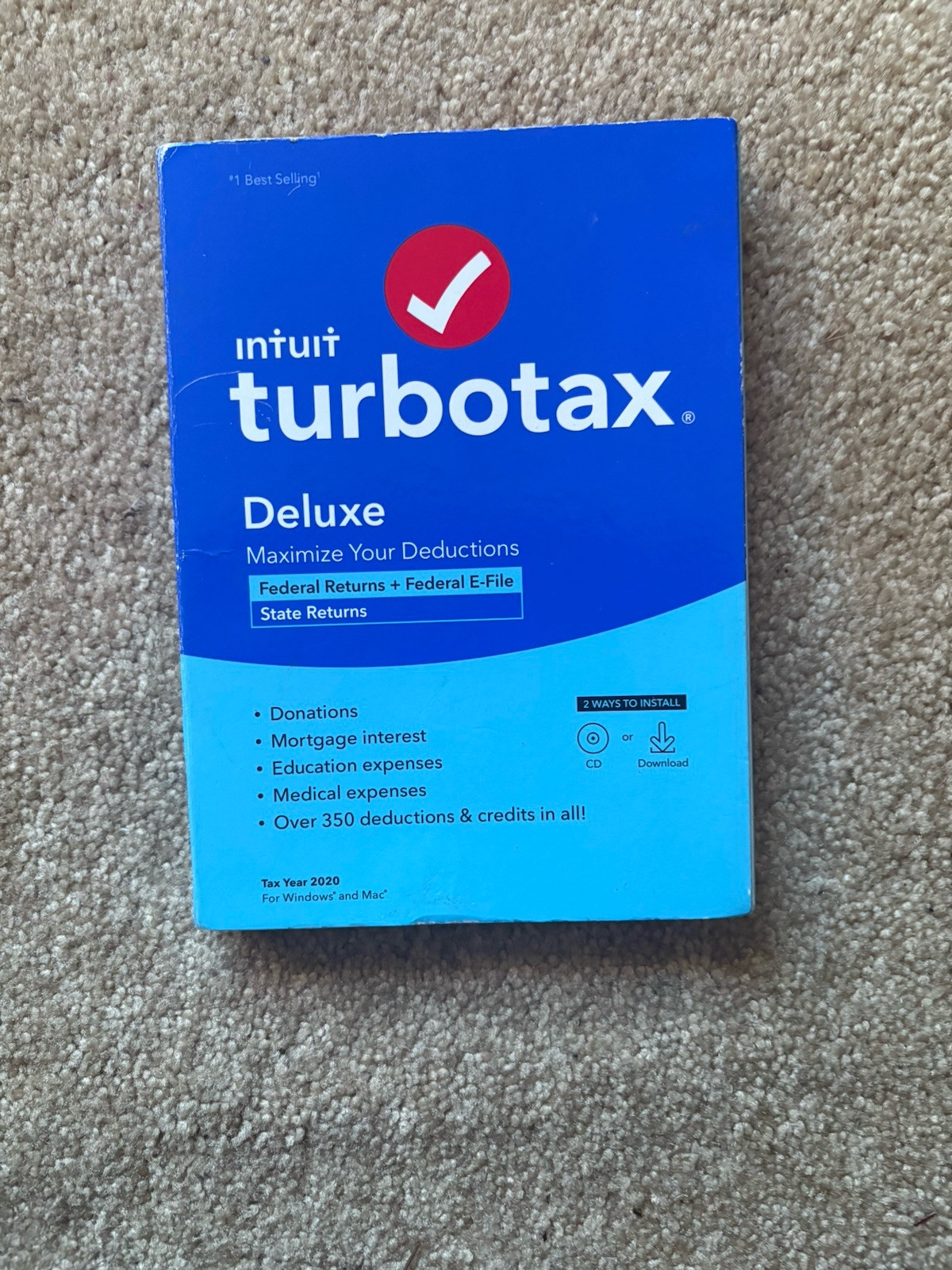 Turbotax 2020 DELUXE Federal + State NEW SEALED Win /Mac CD /Download