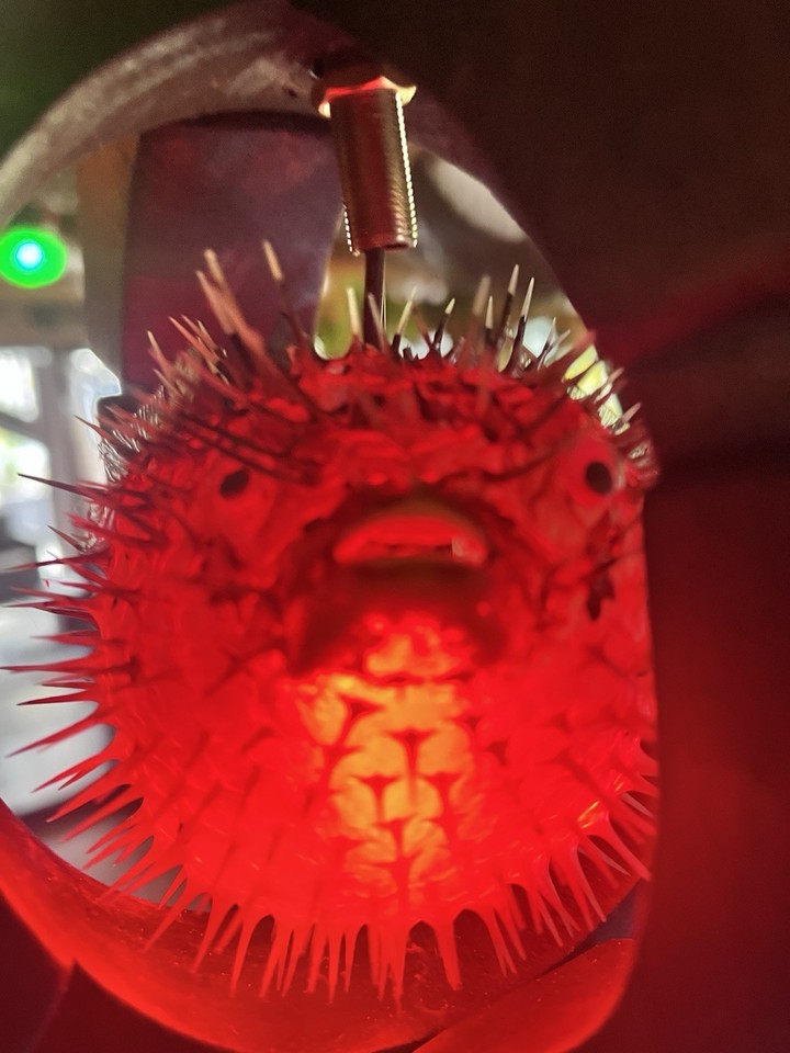 NEW Witco Style Lamp w/real Pufferfish Red LED Tiki bar Smokin Tikis ...