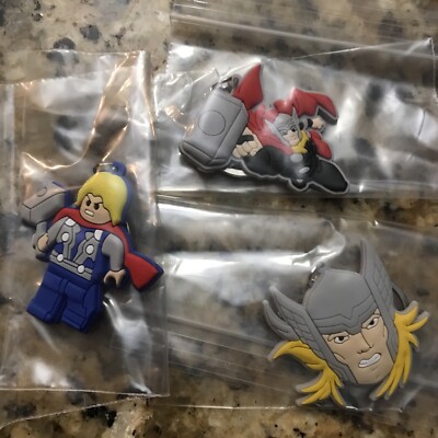 3 Thor keychains, Lego, face, and Thor with hammer. | eBay