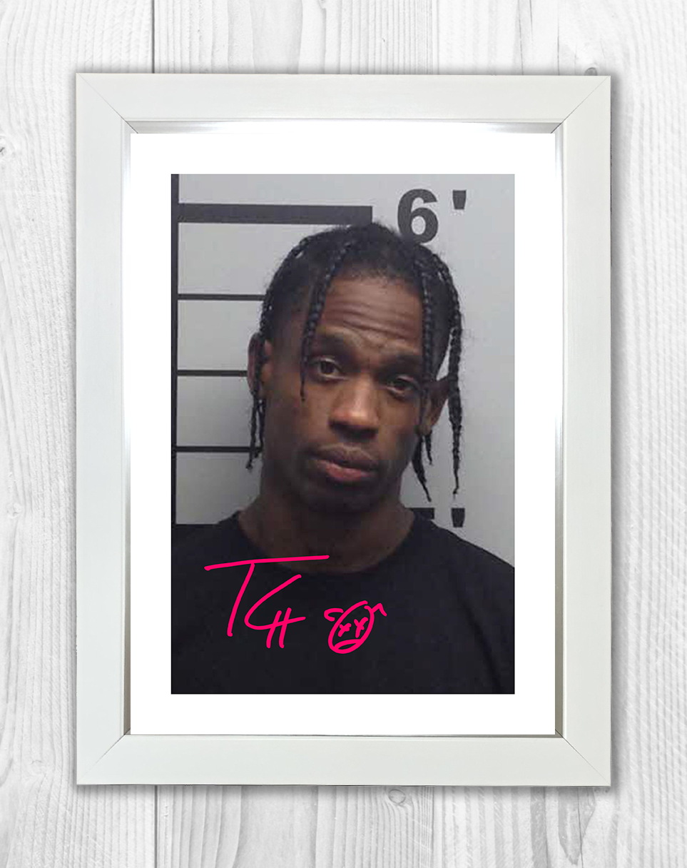 Travis Scott Mug Shot A4 reproduction autograph poster with choice of ...