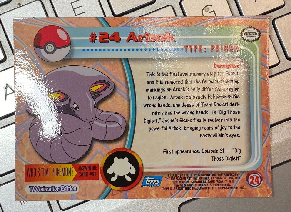 Topps Pokemon Arbok #24 Blue Logo Foil near mint condition card | eBay