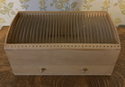 31 Day Wooden Monthly Mail Sorter Organizer Desk Top With Drawer Bill ...