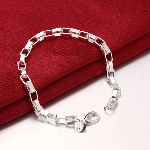 Fashion 925sterling Solid Silver Jewelry Chain Bracelet For Women Men ...