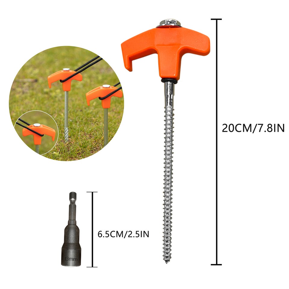 UK Screw In Heavy Duty Drill Top Ground Pegs In Case Awning Pegs Tent ...