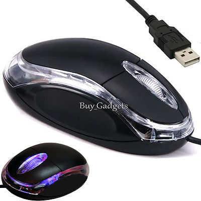 WIRED USB OPTICAL MOUSE FOR PC LAPTOP COMPUTER SCROLL WHEEL - BLACK UK ...