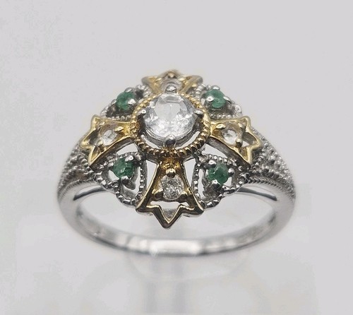 Concorde Collection CC Sterling Silver Emerald & White Topaz Irish ...