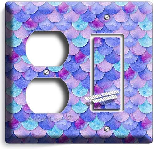 FISH SCALES PATTERN WATERCOLOR LIGHT SWITCH OUTLET WALL PLATE ROOM HOME ...