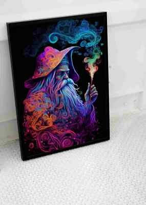 TRIPPY PSYCHEDELIC WIZARD MAGIC POSTER WEIRD ABSTRACT WALL ART PRINT ...