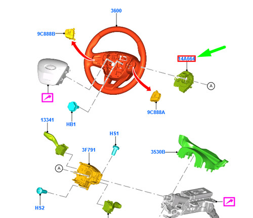 1782330 Sensor Twist Steering Wheel Ford TRANSIT Custom Nugget 300 L1 ...