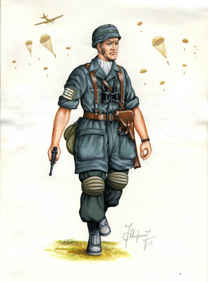 original collectible painting - german luftwaffe paratrooper captain ...
