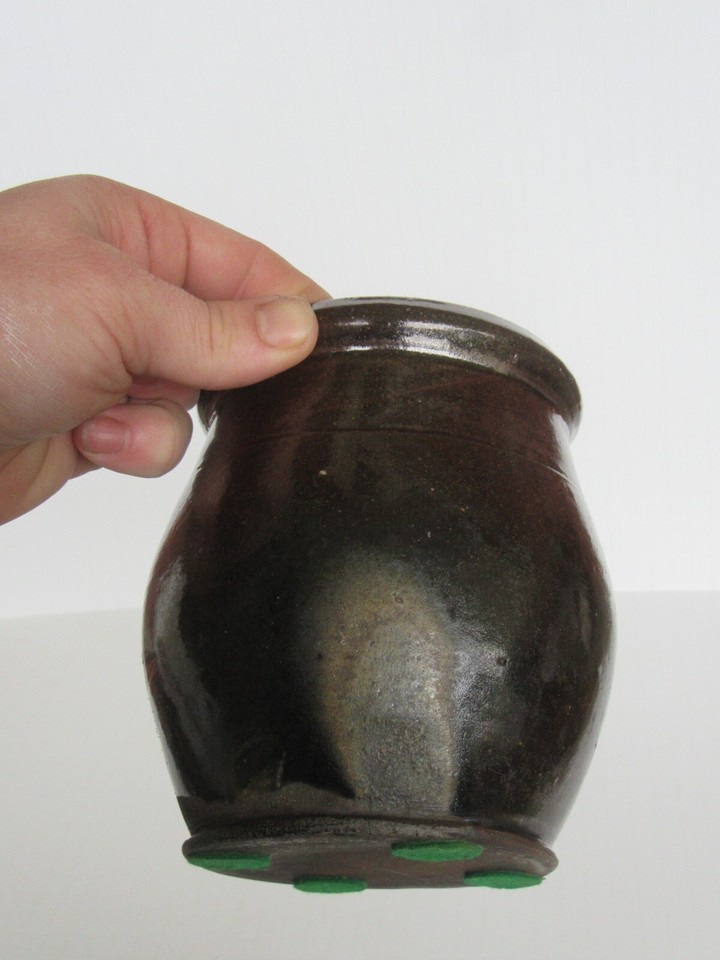 Antique 19th Century Berks County PA Redware Spider Glaze Crock (5 1/4 ...