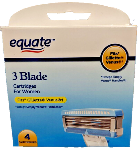 Equate 3 Blade Razor Fits Gillette Venus 1-4 Cartridge's & 1 handle New ...