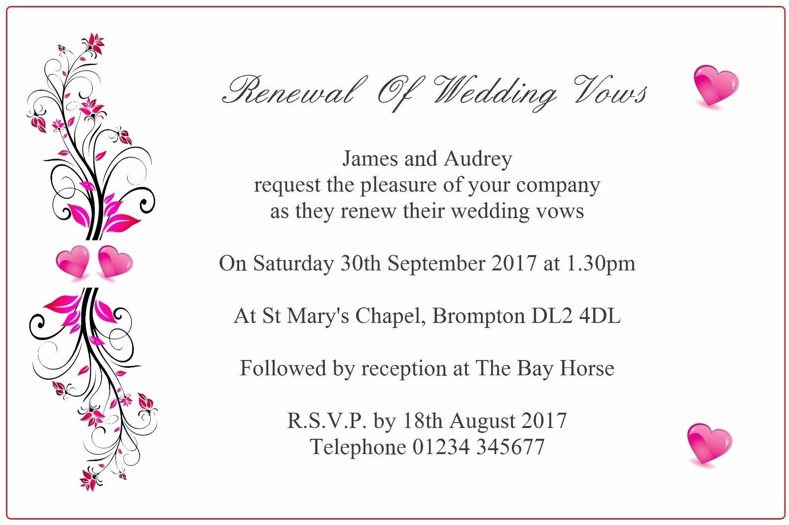 Wedding Blessing/Renewal of Vows Invitations - 10 Invitations | eBay UK