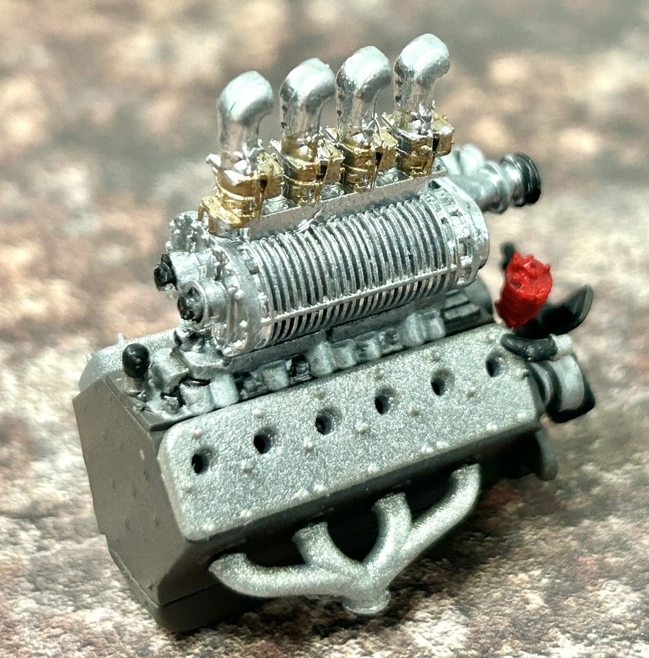 Resin Supercharged V-12 Flathead engine for scale model cars, 1/24 1/25 ...