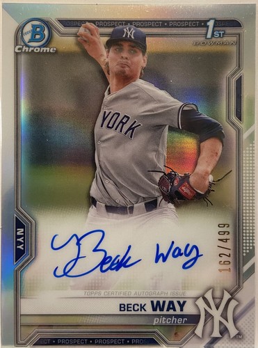 2021 1st Bowman Chrome Auto Refractor 162/499 Yankee Hot Prospect Beck ...