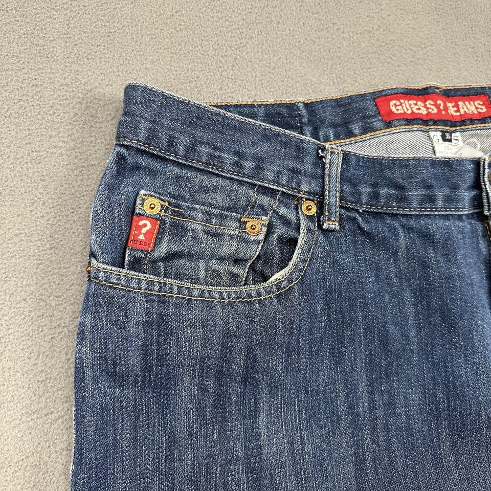 Guess Jeans Straight Baggy Mens 36x34 Blue Dark Wash Skater Hip Hop ...