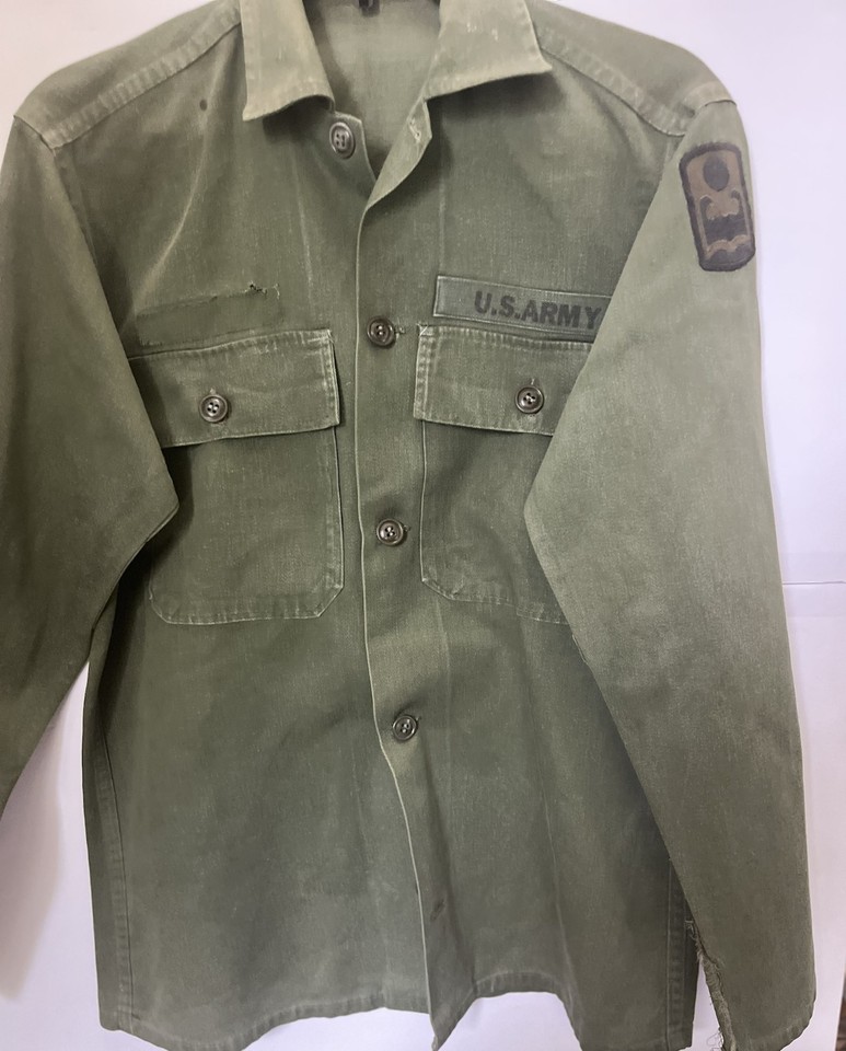 Vintage U.S. Army jacket Military Intelligence Patch, Olive Green, Long ...