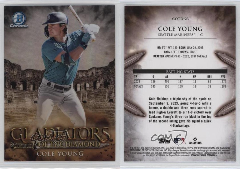 2024 Bowman Chrome Gladiators of the Diamond Cole Young #GOTD-23 0qc1 ...