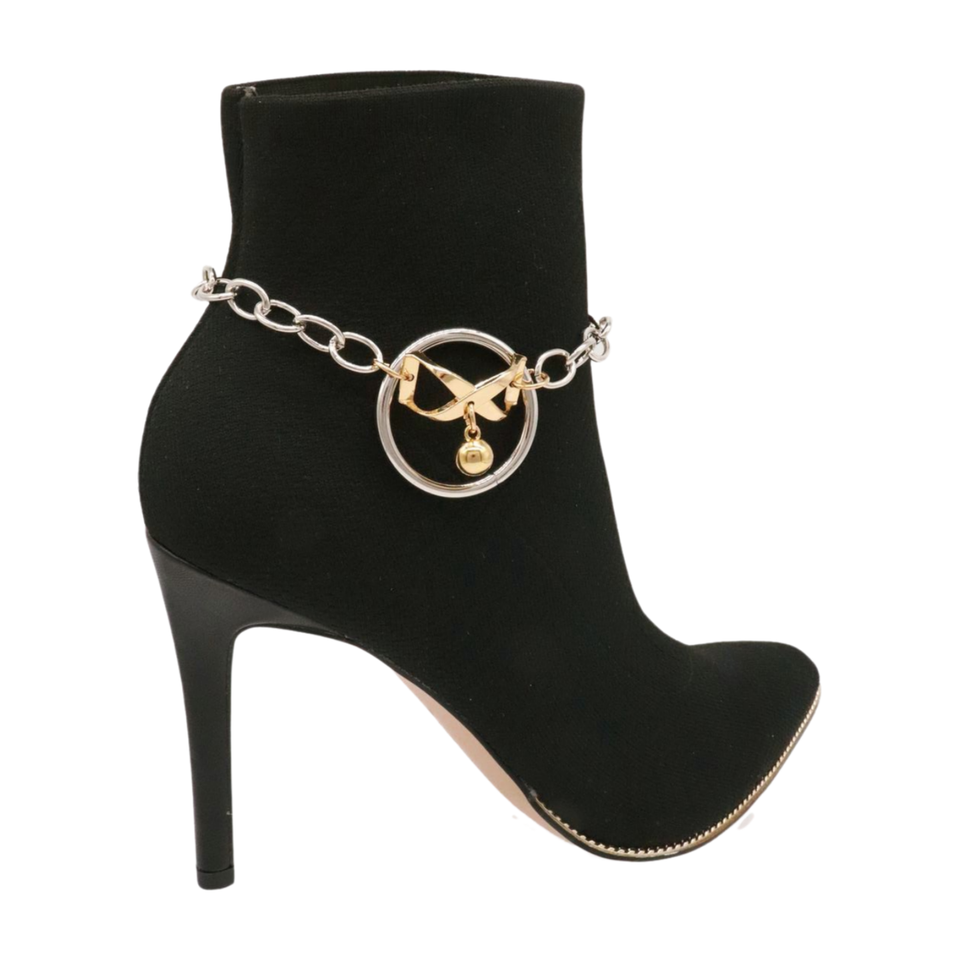 Women Silver Metal Chain Boot Bracelet Shoe Infinity Bow Charm Fashion ...