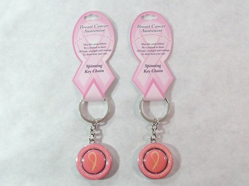 Breast Cancer Awareness Spinning Key Rings ( 2 ) Early Detection Saves ...