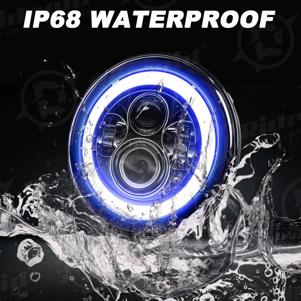 Halo 7" LED Headlights + Halo 4" Fog Turn Tail Lights Combo for Jeep ...