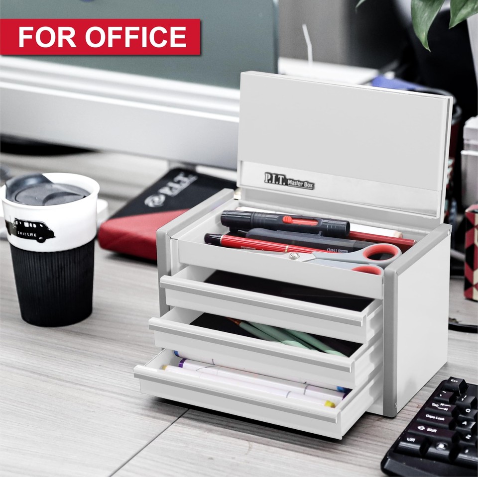 Mini White Tool Box Portable 3 Drawer Steel Stackable Tool Box With ...