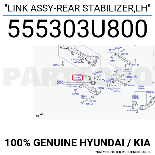 555303U800 Genuine Hyundai / KIA "LINK ASSY-REAR STABILIZER LH" for ...