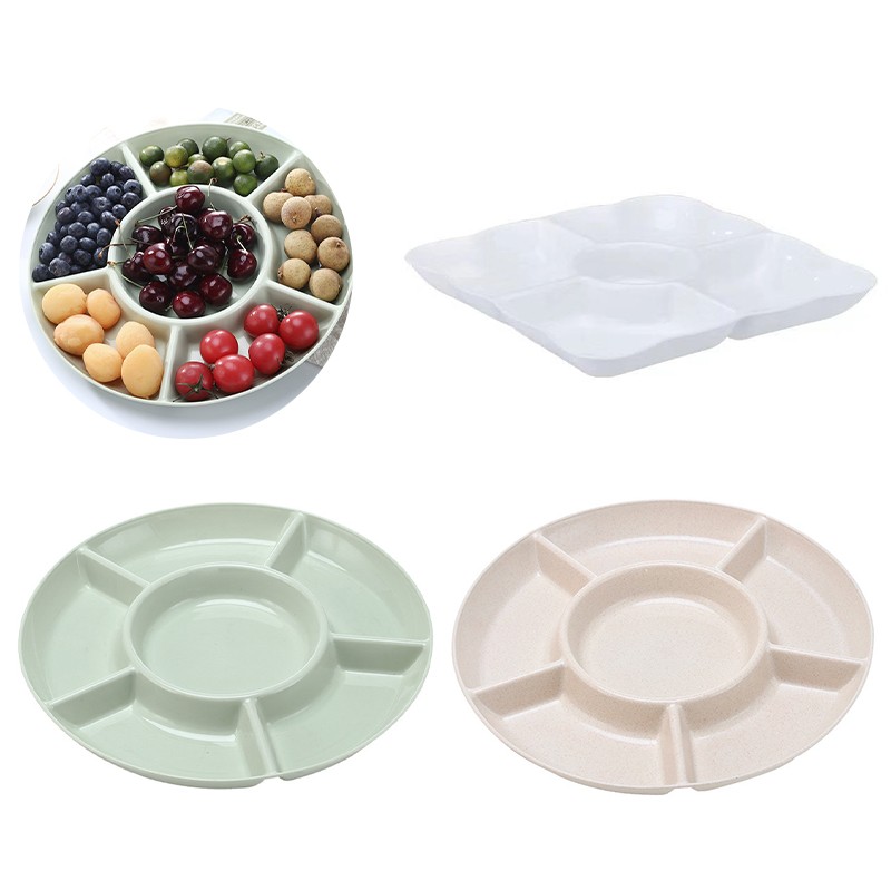 6-Compartment Food Storage Tray Fruit Snack Plate Appetizer Serving ...