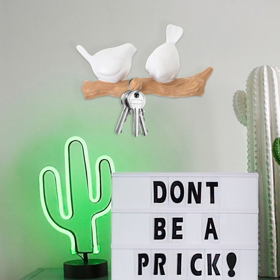 Key Rack Wall Mounted Hooks Bird on Branch Decor Decoration Coat | eBay ...