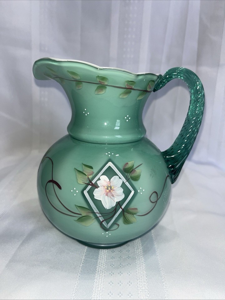 Fenton 75 Years Diamond Jubilee Collection Painted Pitcher Bill Fenton ...