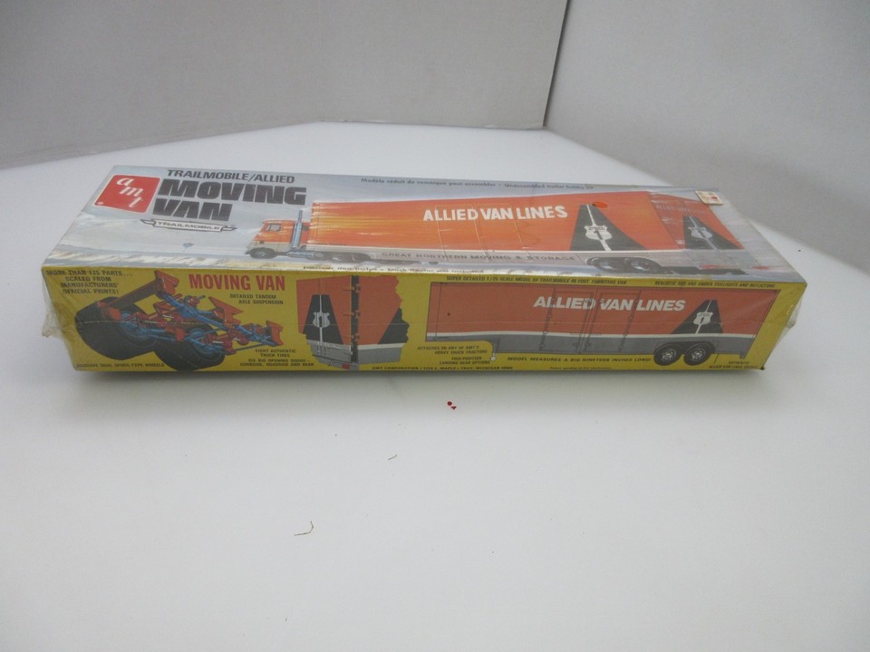 Vintage AMT Allied Van Lines moving van trailer 1/25 scale model kit ...