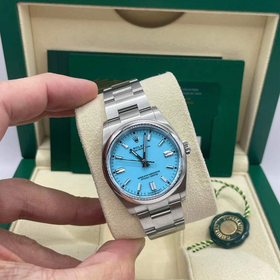 Unworn 2024 Rolex OP 36 Turquoise Blue Dial 36mm Oystersteel 126000 ...