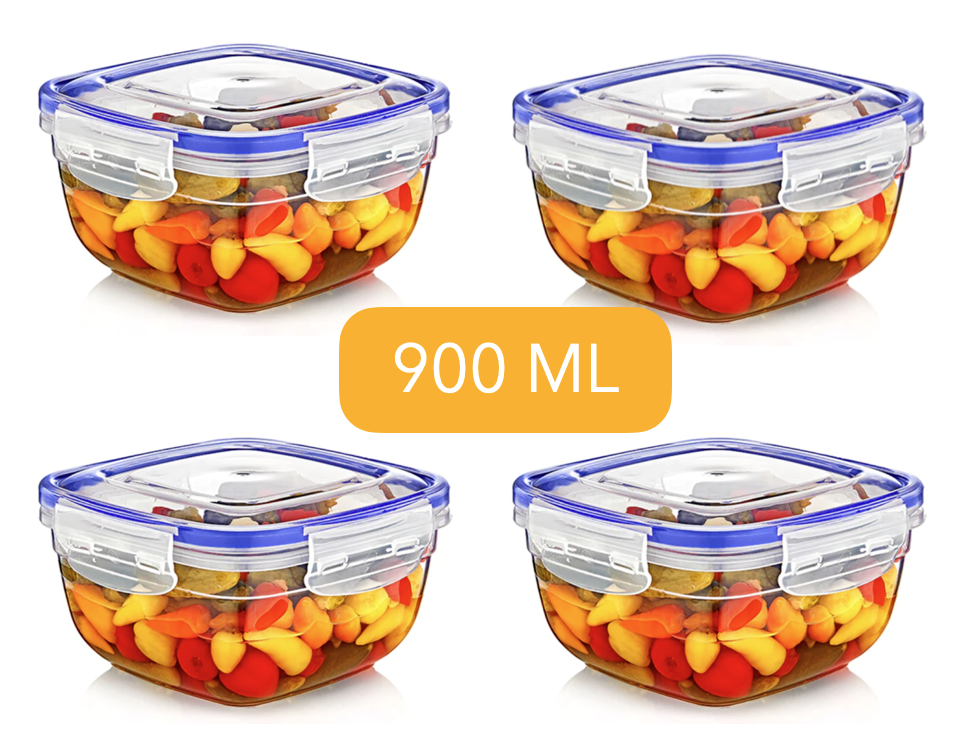 4 x Airtight Food Storage Container Tupperware Set Container Clip Seal ...