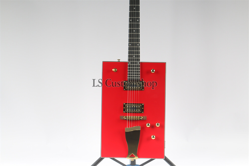 6-String Red Diddley Rectangle Electric Guitar Gold Hardware HH Pickup ...