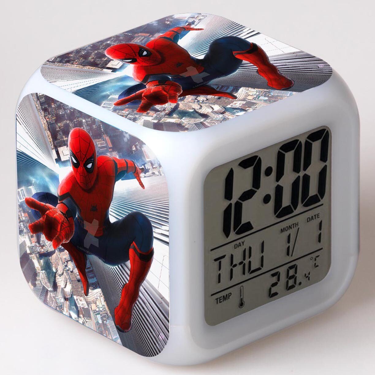 New Spiderman Alarm Clock Spider man 7-Color Changing Alarm Clock in ...