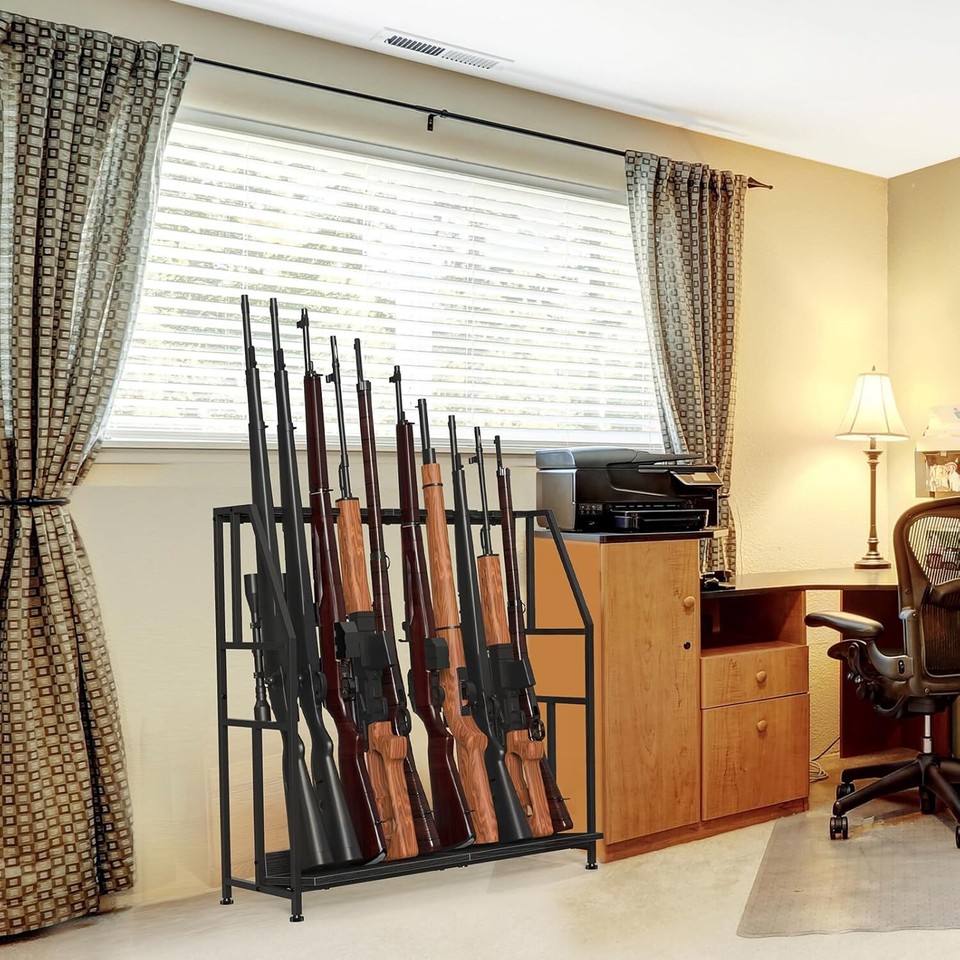 Rifle Gun Rack Floor Standing Shotgun Rack Heavy Duty Metal Frame ...