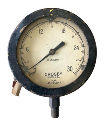 Vintage 5" Black Crosby 1/4 LB. SubDiv Vacuum Gauge W/ Stem - Fast ...