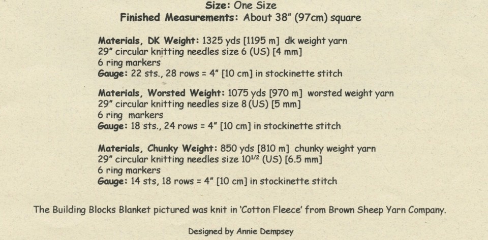 Oat Couture EASY KNIT PATTERN EK711 - Building Blocks Blanket for Baby ...