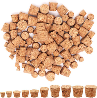 110Pcs Cork Stoppers, 10 Sizes Assortment Small Corks Tapered Cork ...
