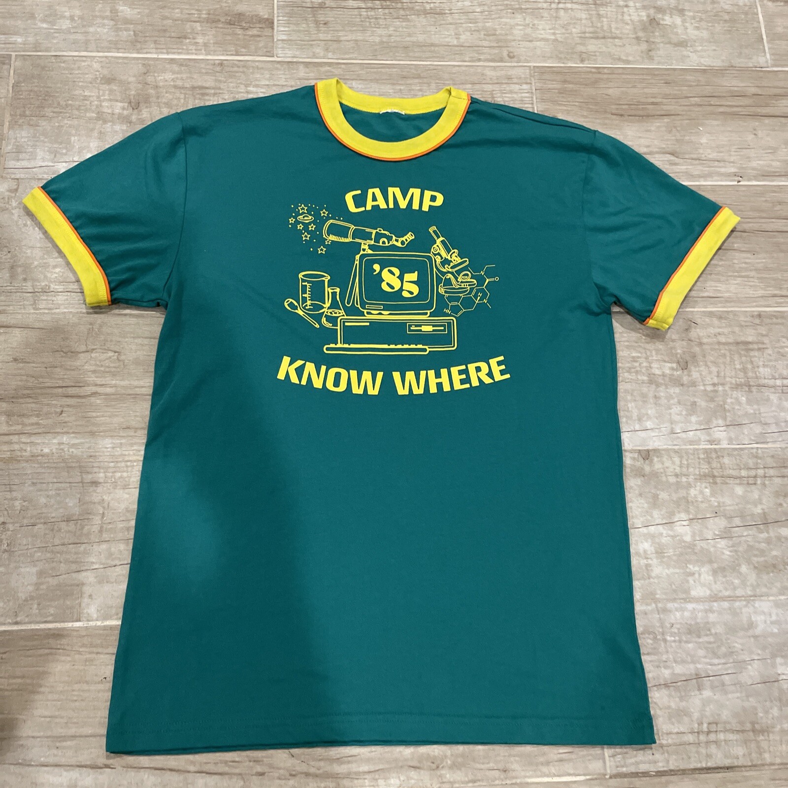 VINTAGE 1985 Camp Know Where LOGO SUPER THIN TSHIRT S… - Gem