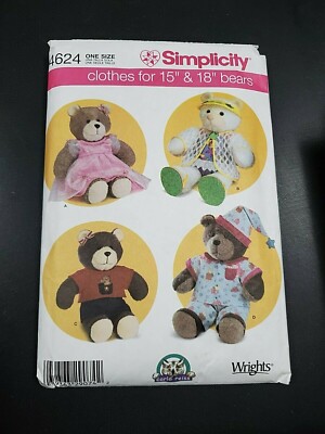 SIMPLICITY DOLL CLOTHES DRESS PAJAMAS PATTERN 4624 SIZE 15" 18" FREE ...