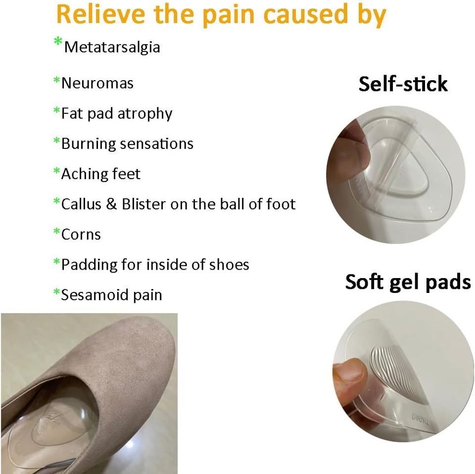 Metatarsal Pads Ball of Foot Cushions 8 Pack Gel Ball Feet Pads Mortons ...